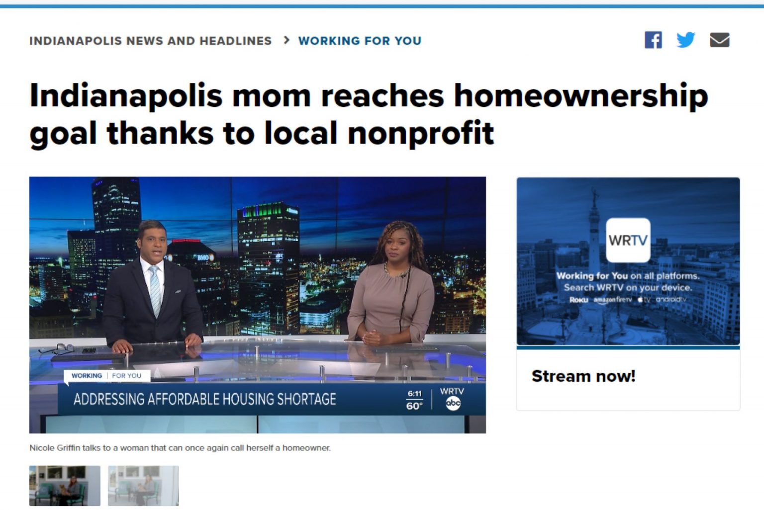 WRTV helps us share Brandi's story, a housing milestone - INHP ...